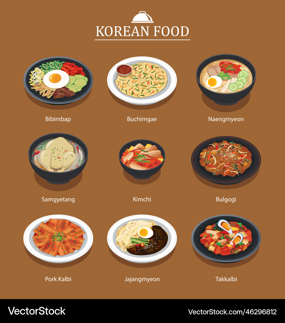 Korean Food Menu - Diverse Dishes Royalty Free Vector Image