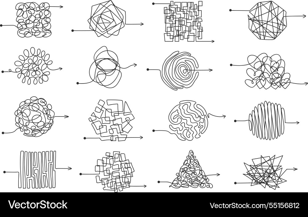 Messy scribble arrow lines chaotic tangled Vector Image