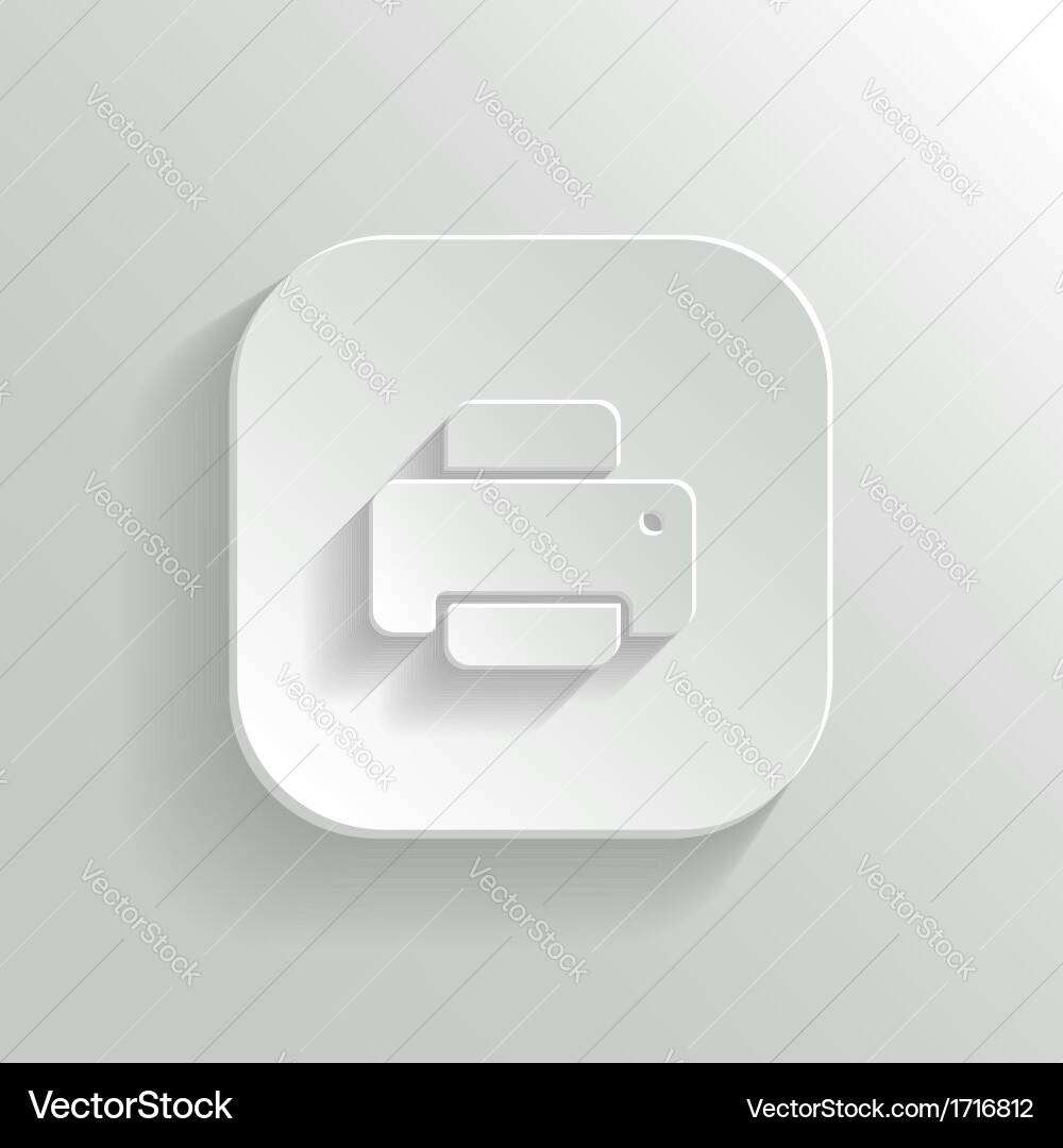 Printer icon - white app button Royalty Free Vector Image
