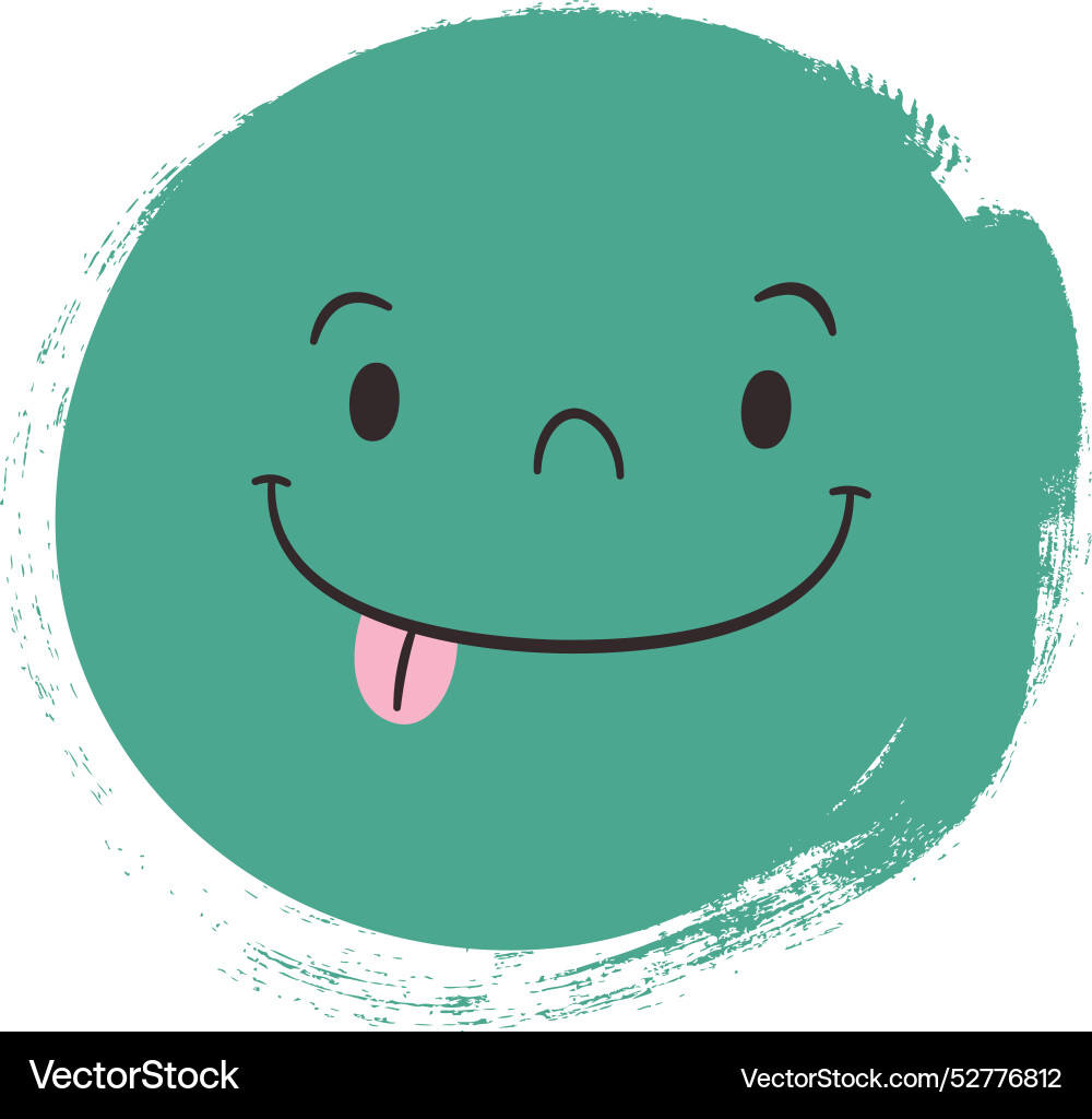 Smiley face circle doodle showing tongue Vector Image