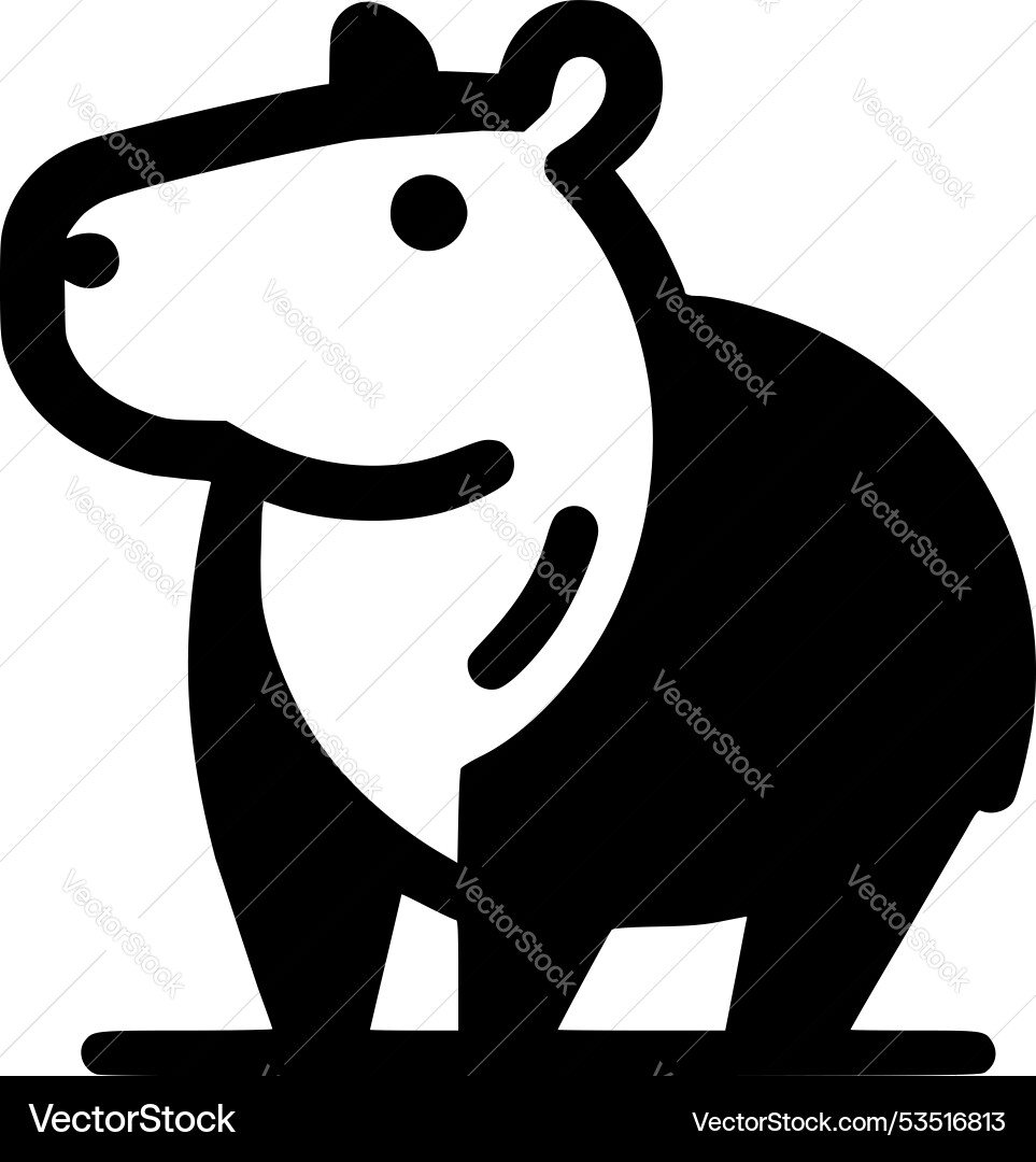 Cute capybara in black and white Royalty Free Vector Image