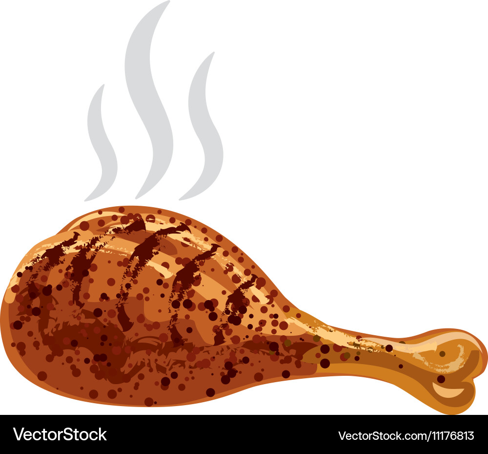 Grilled chicken drumstick Royalty Free Vector Image