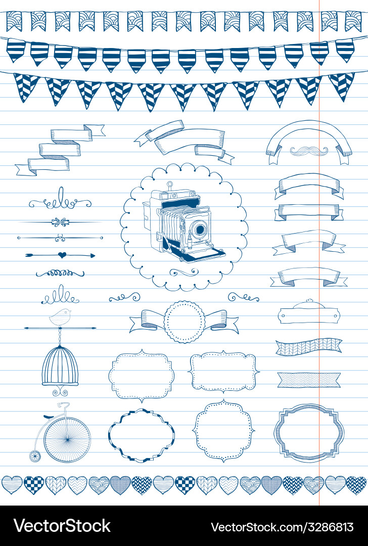 Hand Drawn Banners & Frames Collection Vector Image