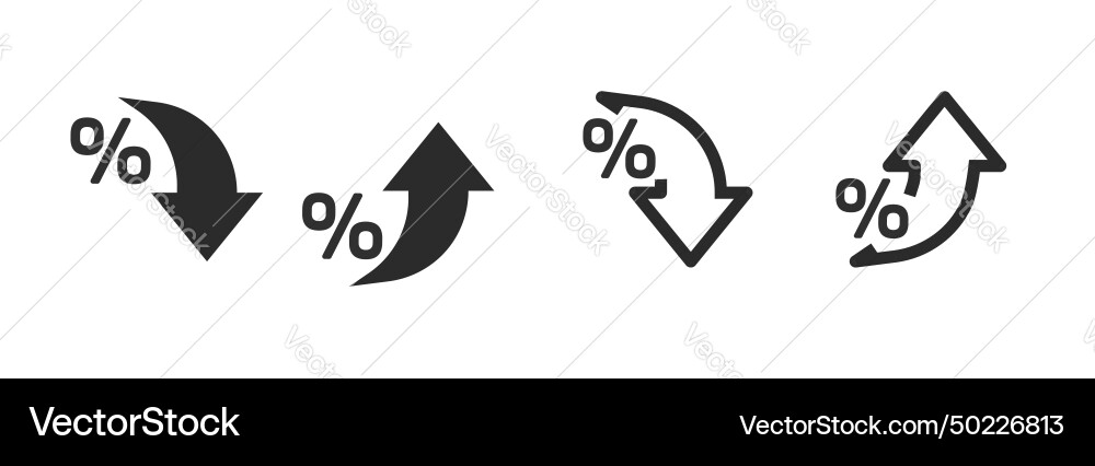 Increase percentage arrow up icon decrease down Vector Image