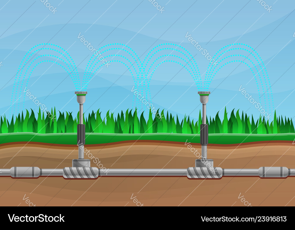 Irrigation system concept banner cartoon style Vector Image