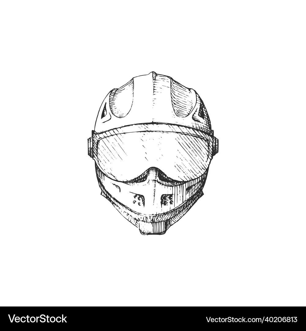 Motorcycle helmet drawing drawn sketch Royalty Free Vector