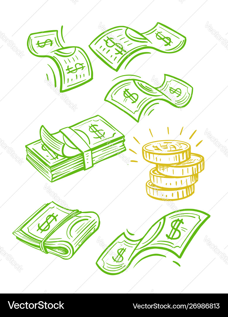 Raining money seamless pattern Royalty Free Vector Image