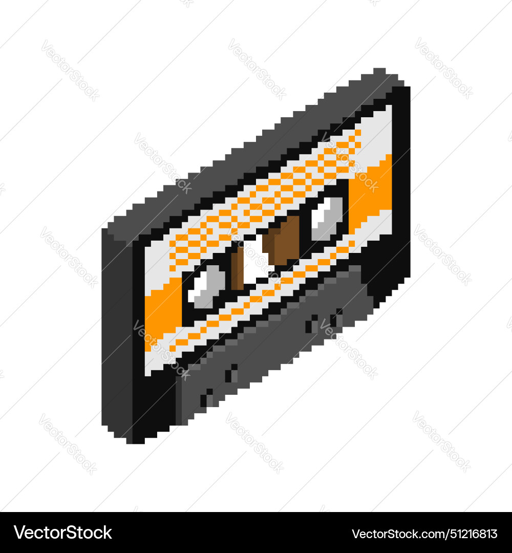 Retro cassette pixel art for tape recorder Vector Image