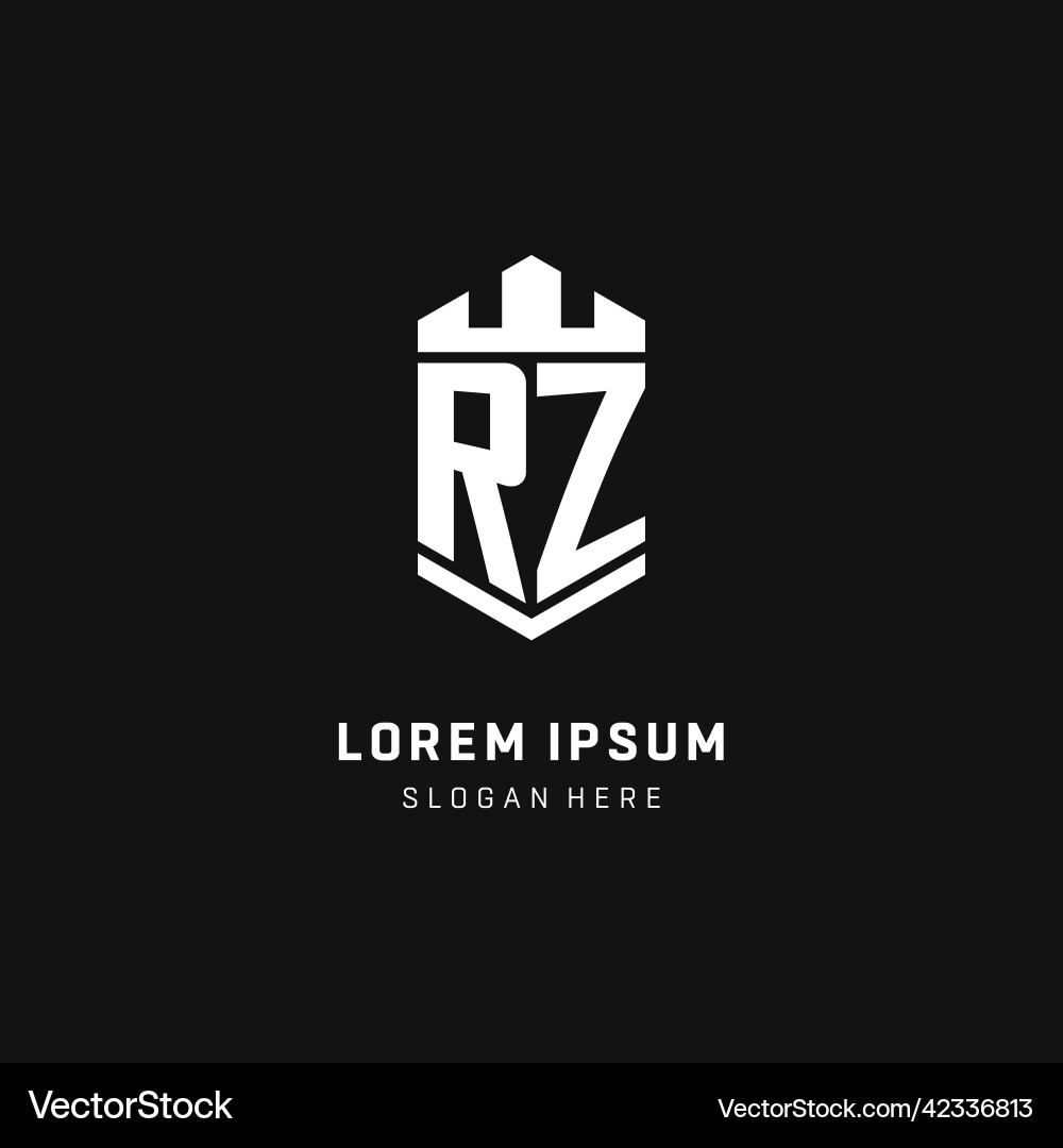 Rz monogram logo initial with crown and shield Vector Image