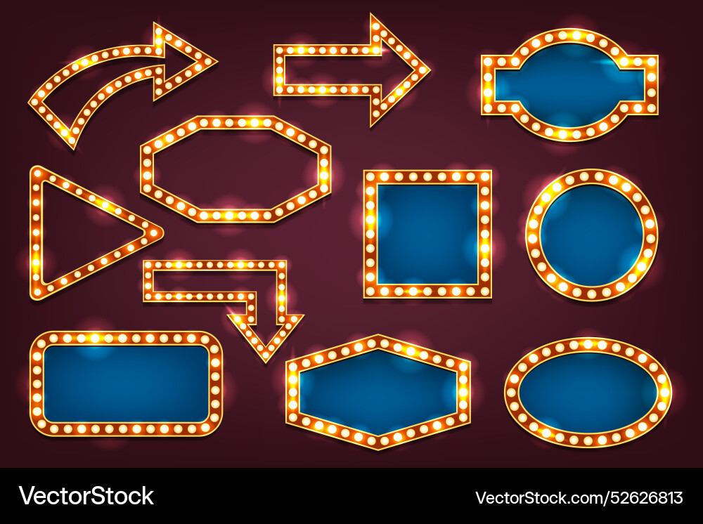 Set of retro sign and arrows lightbox Royalty Free Vector