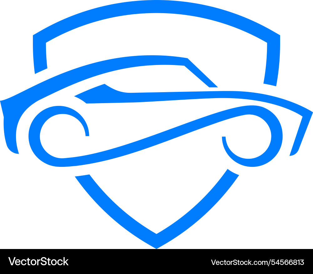 Shield Car Logo - Blue Royalty Free Vector Image