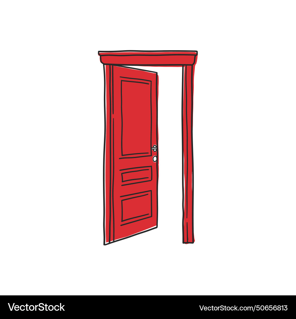 Simple Red Open Door Clip Art Royalty Free Vector Image