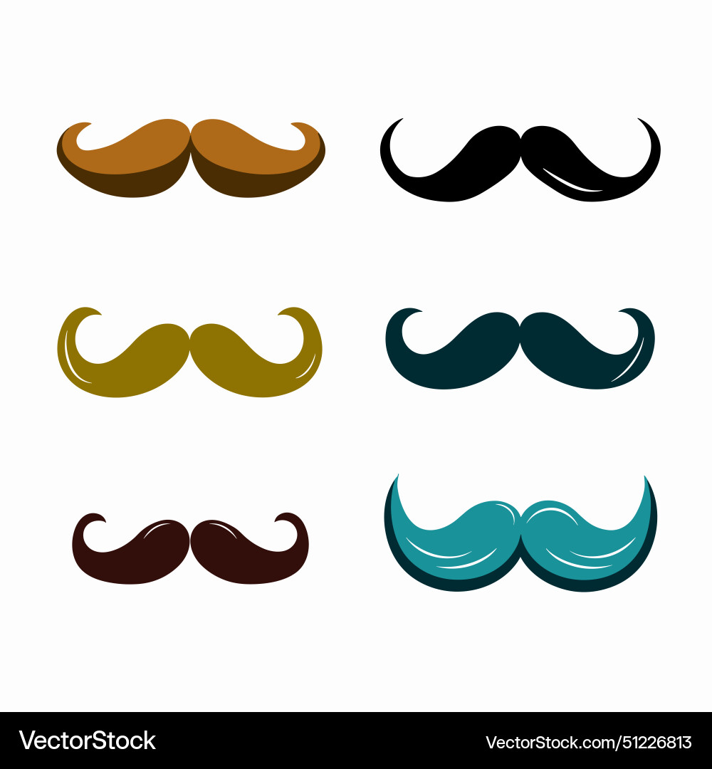 Six various mustache styles Royalty Free Vector Image