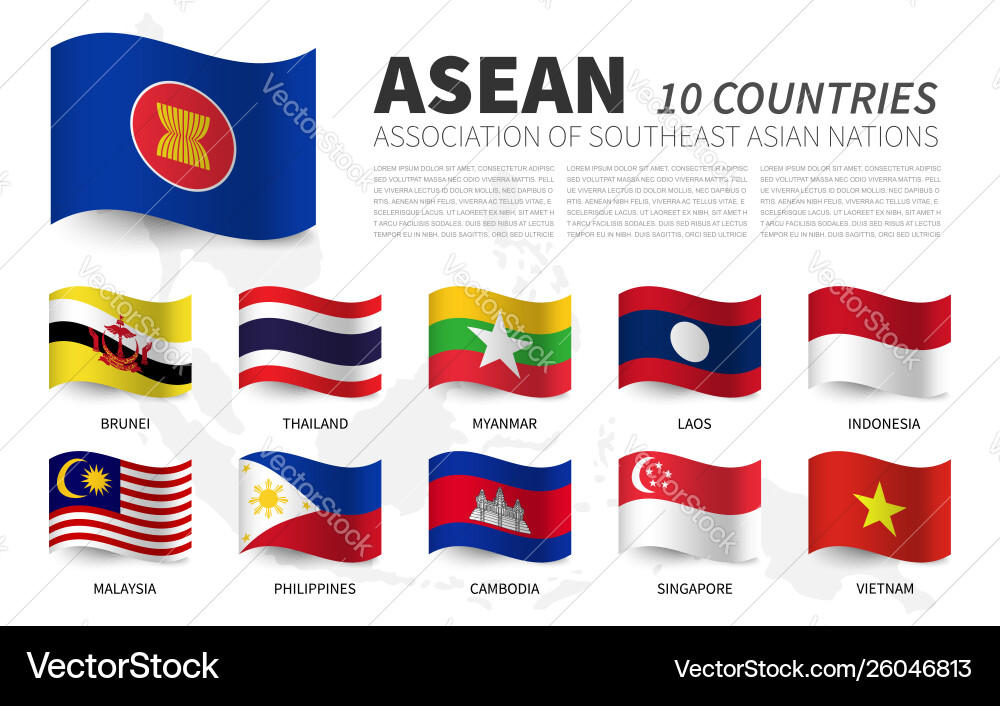 Southeast Asian Nations Flags Royalty Free Vector Image