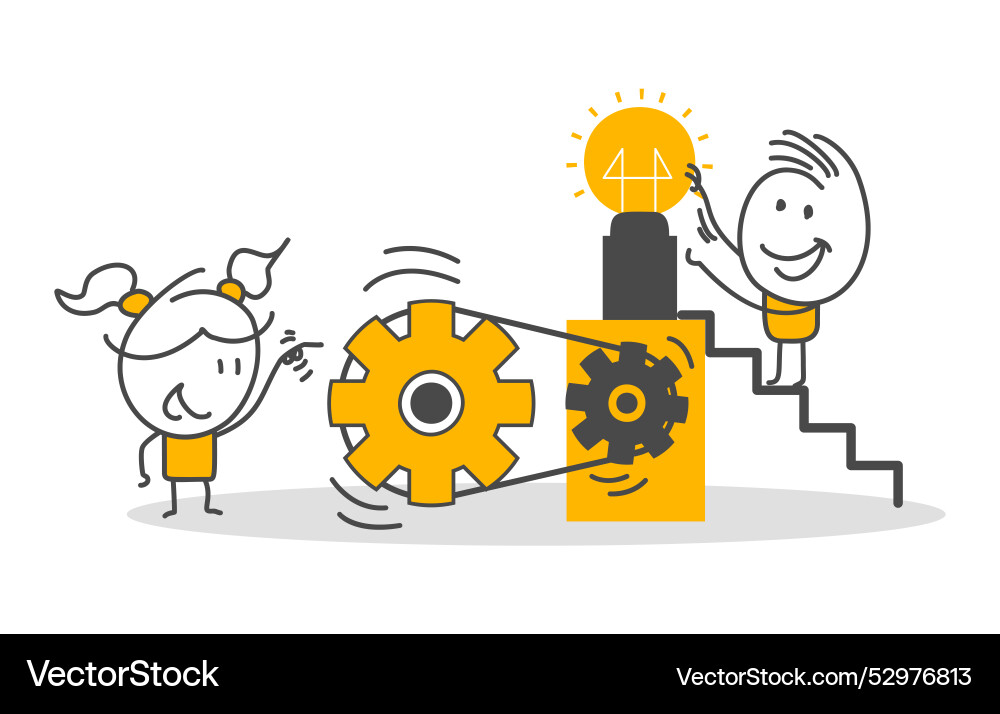 Stick figures creative mind and brainstorming Vector Image