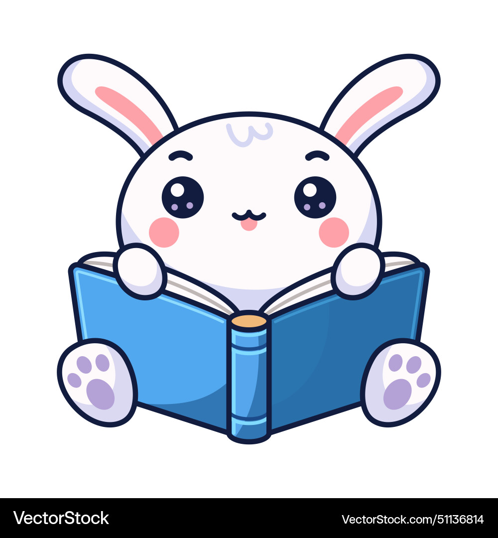 Book icon with cute rabbit in cartoon style Vector Image