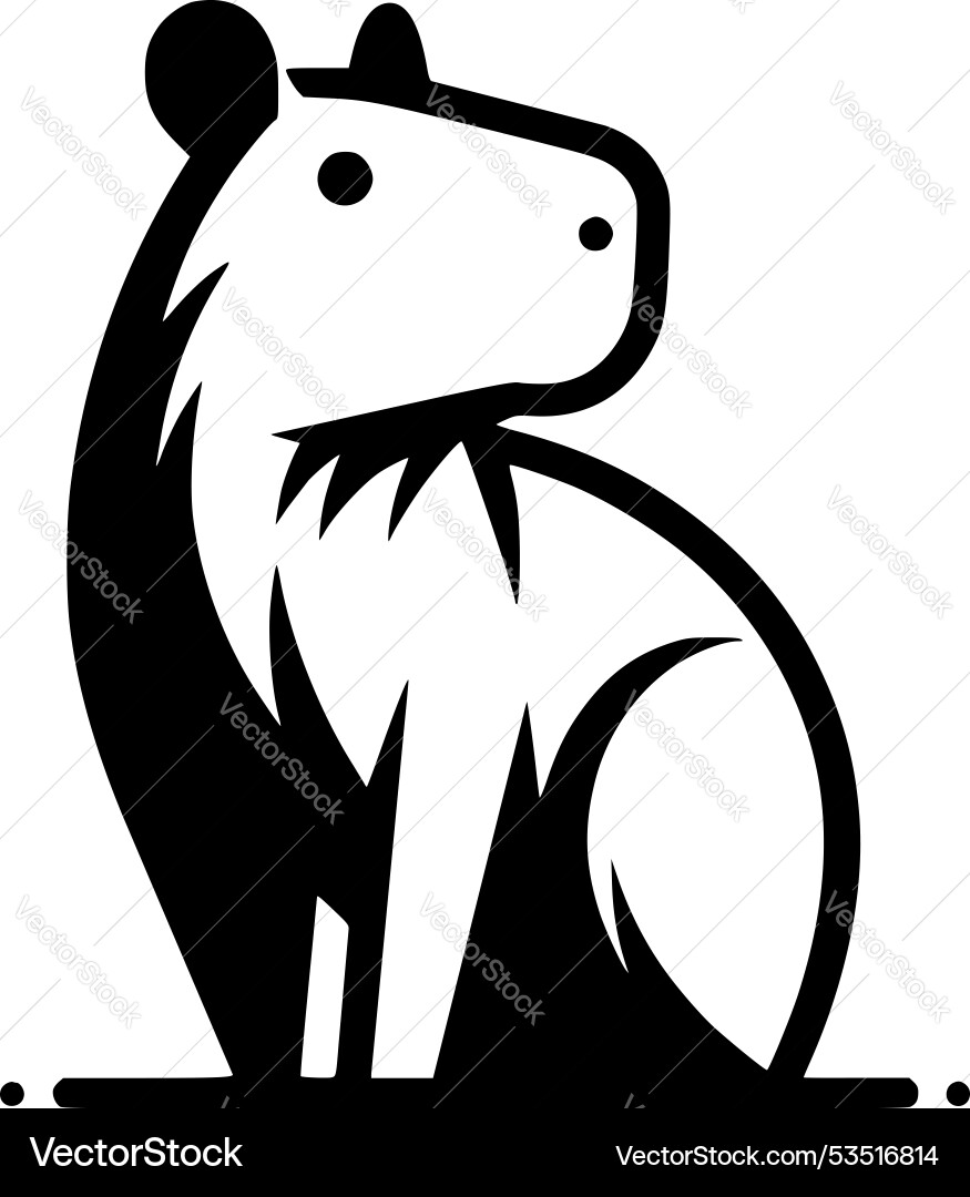 Charming black and white of a capybara Royalty Free Vector