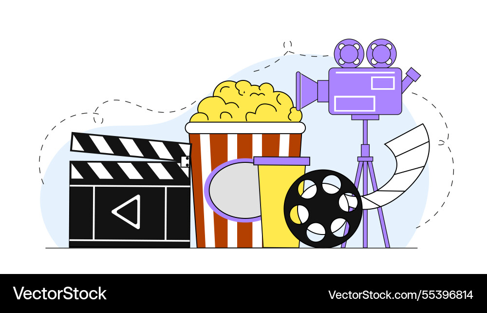 Cinema and filmmaking elements in modern flat Vector Image