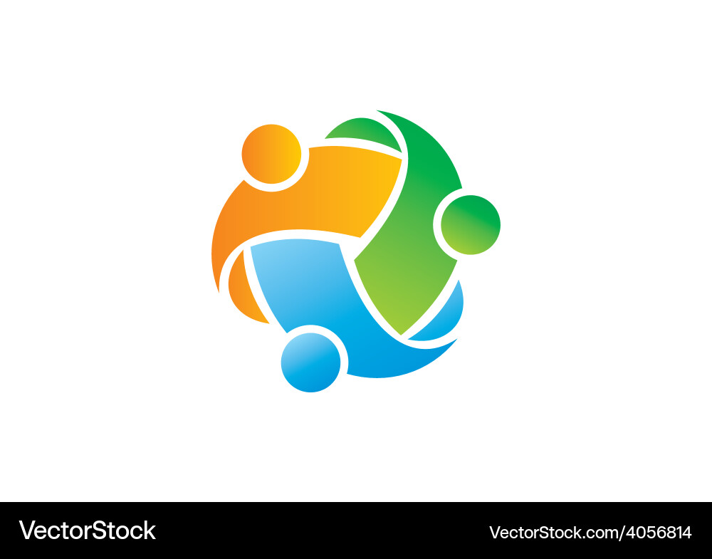 Circle three abstract people diversity logo Vector Image