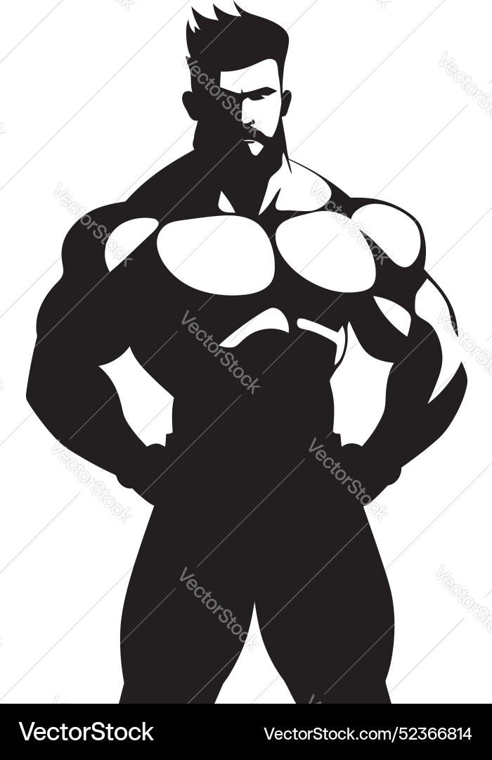 Mighty muscle marvel black logo icon Royalty Free Vector