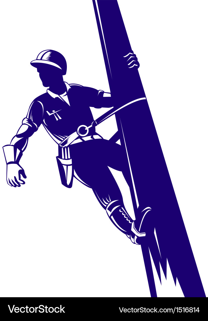 Power lineman climbing Royalty Free Vector Image