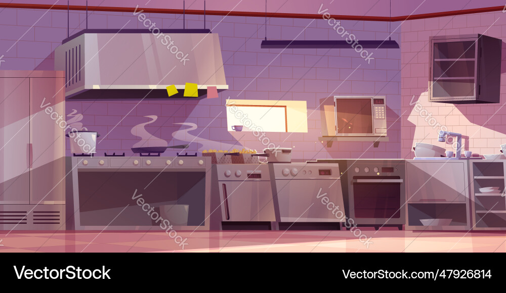 Professional kitchen interior with equipment Vector Image