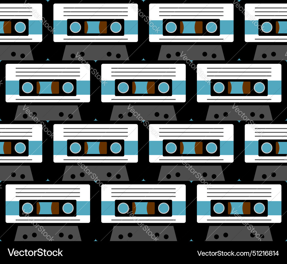 Retro cassette pattern seamless boombox Royalty Free Vector