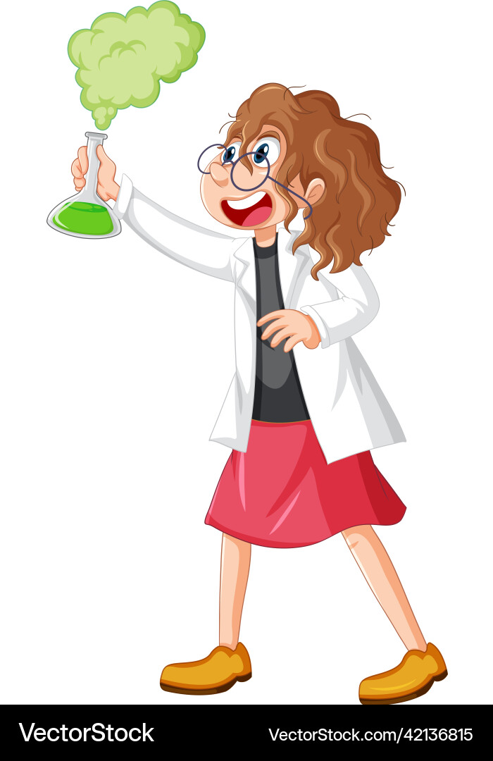 A chemist holding beaker on white background Vector Image