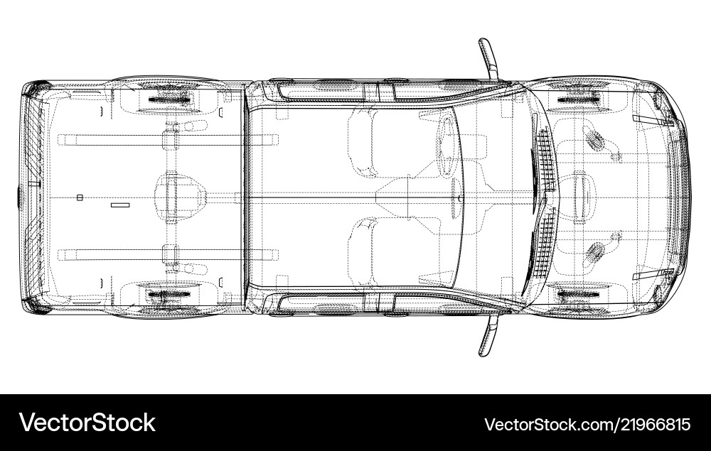 Auto suv Zeichnung Umriss Rendering Lizenzfreier Vektor