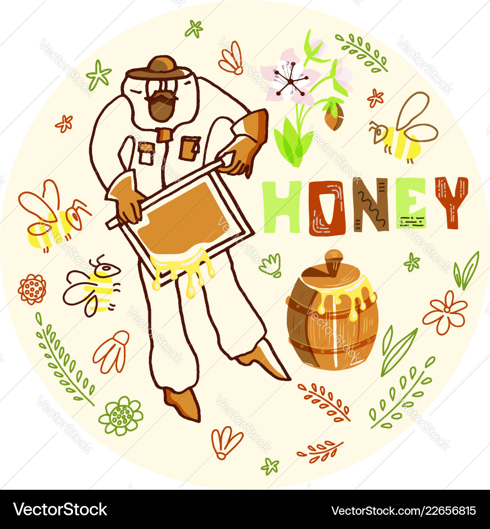 Beekeeper with honey Royalty Free Vector Image