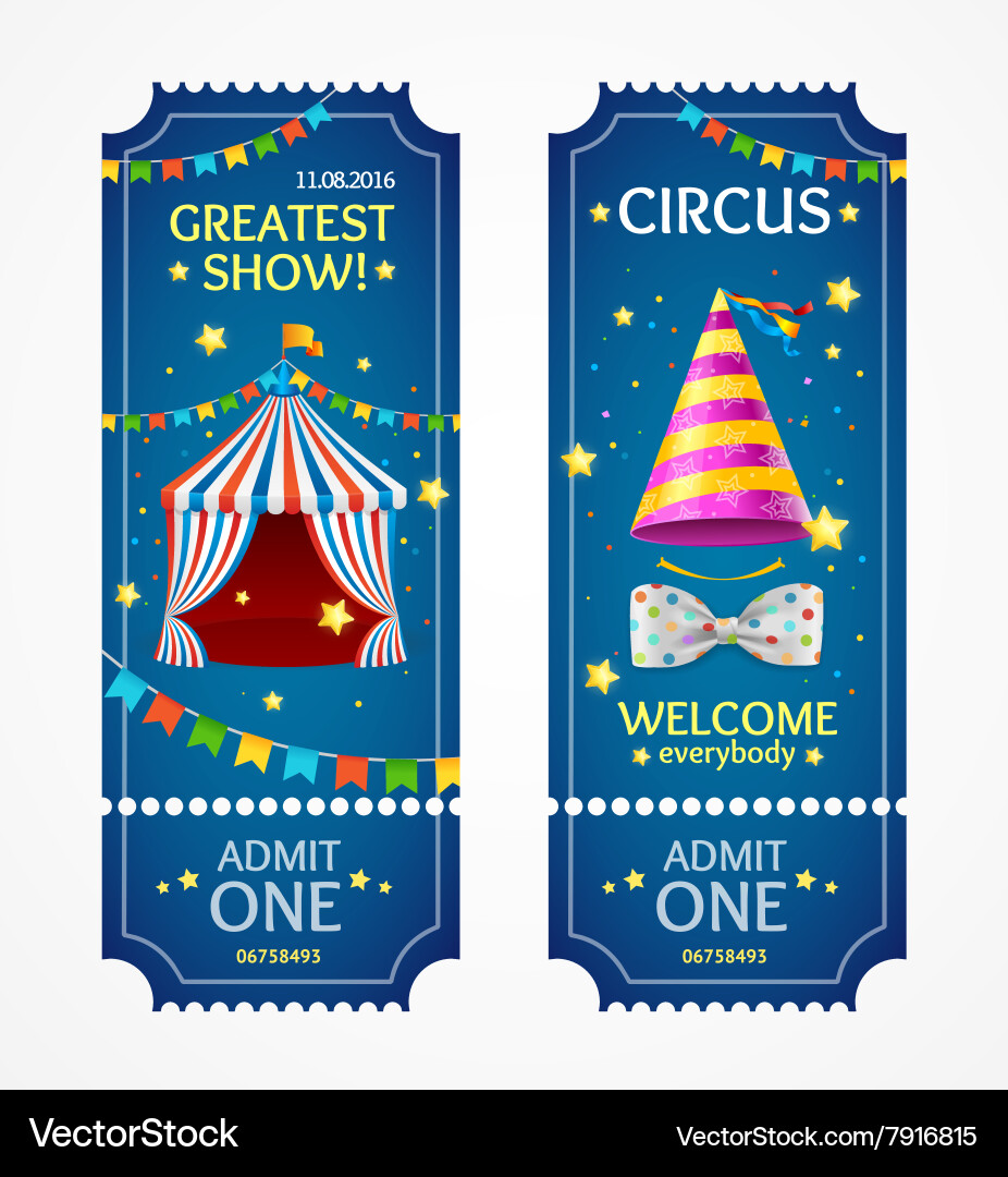 Circus tickets set Royalty Free Vector Image - VectorStock