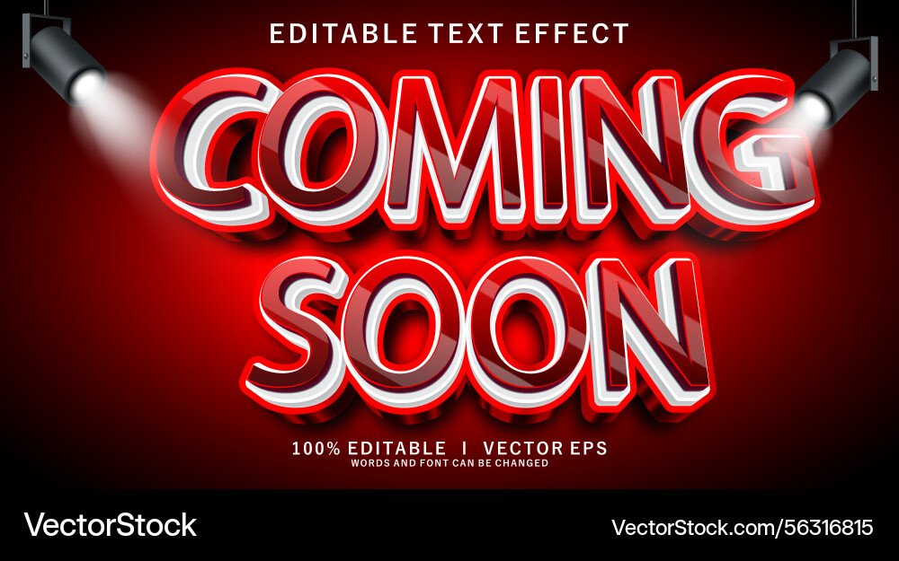 Coming soon 3d text effect with modern style Vector Image