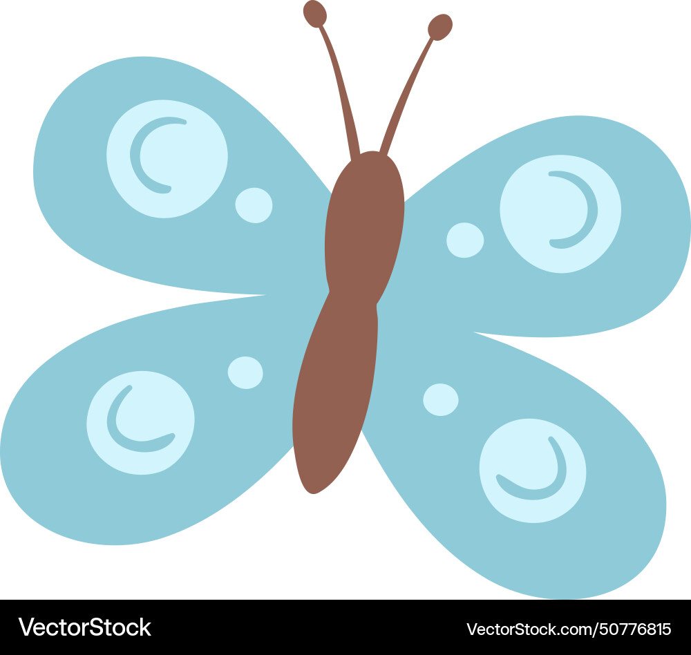 Cute blue moth with patterned wings summer animal Vector Image