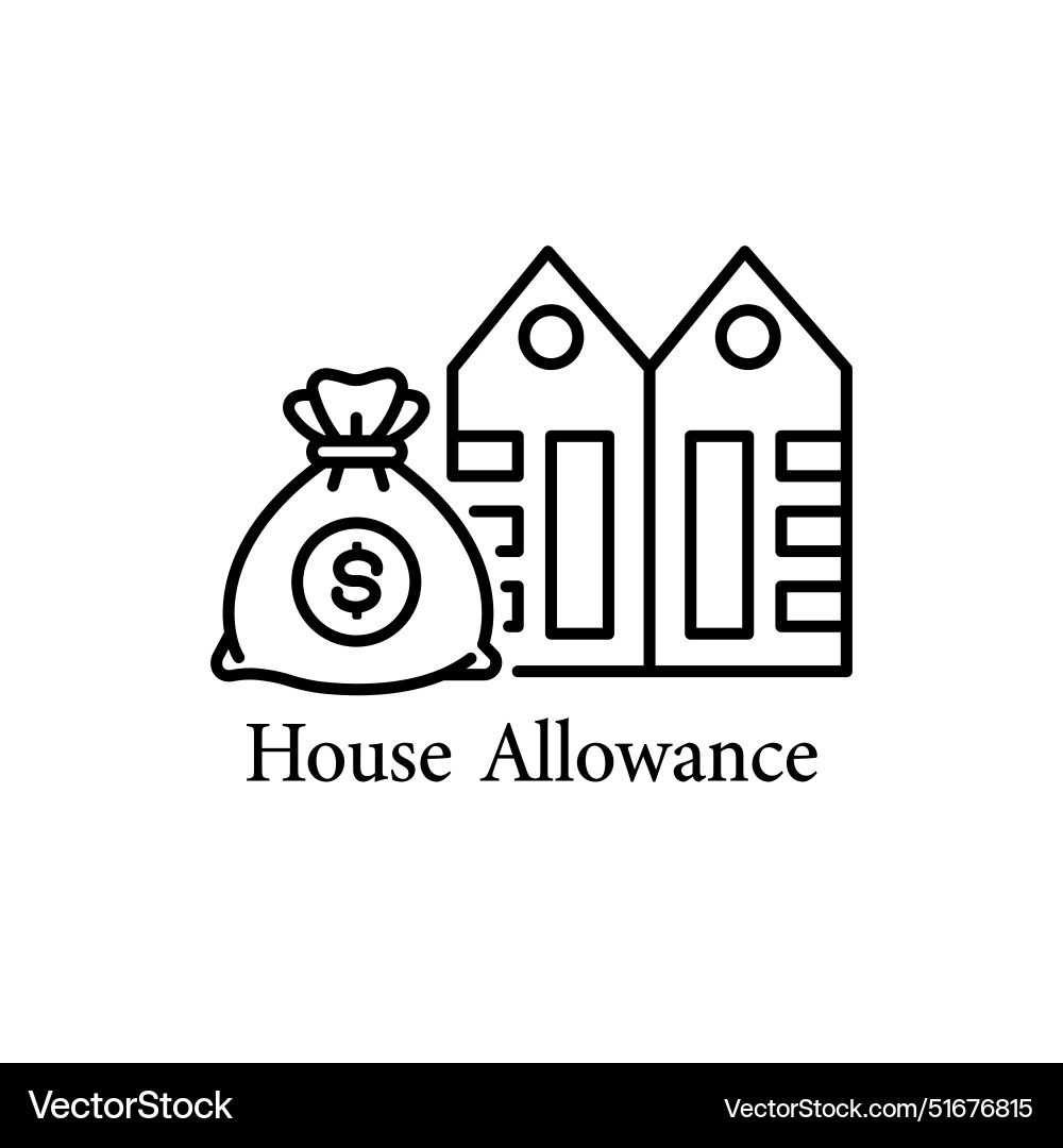 House allowance outline icons Royalty Free Vector Image