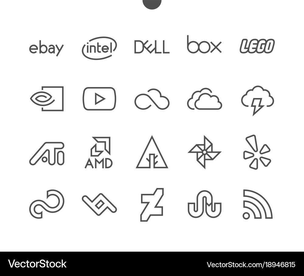 Logos ui pixel perfect well-crafted thin Vector Image
