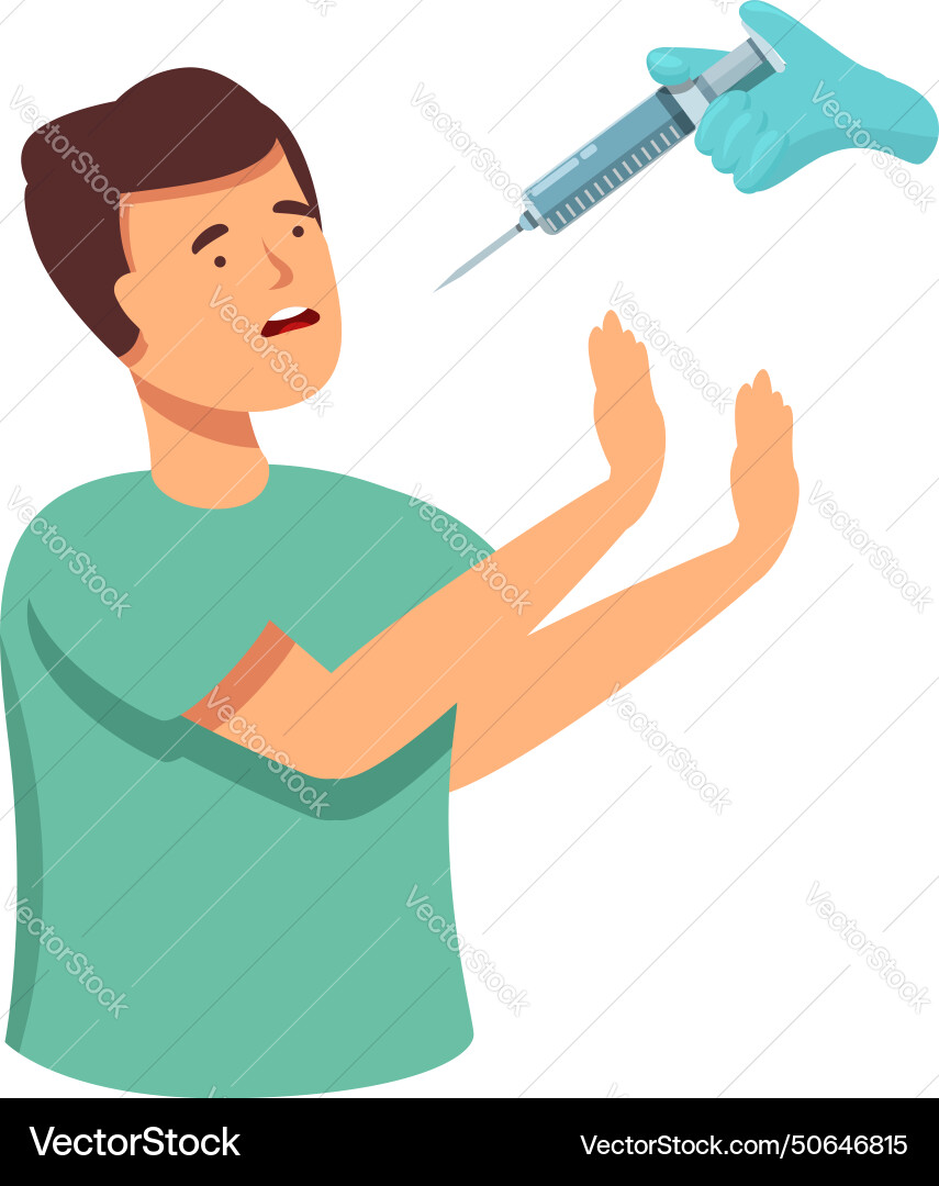 Patient scared icon cartoon syringe Royalty Free Vector