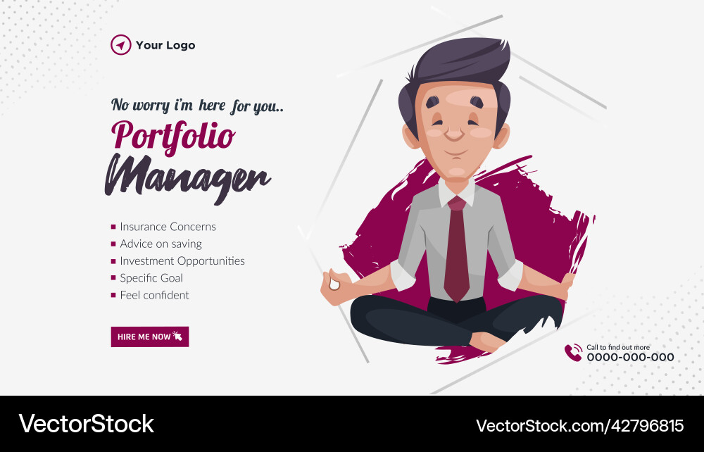 Portfolio manager landscape banner design Vector Image