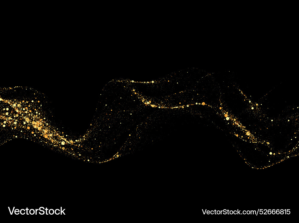 Scattered golden particles on dark background Vector Image