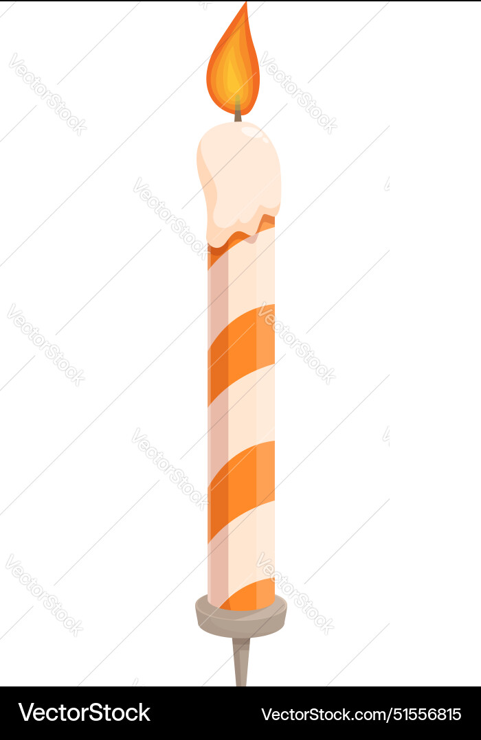 Tall orange and white striped birthday candle Vector Image