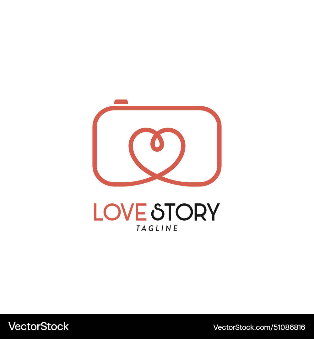 Abstract logo which combine a camera and heart Vector Image