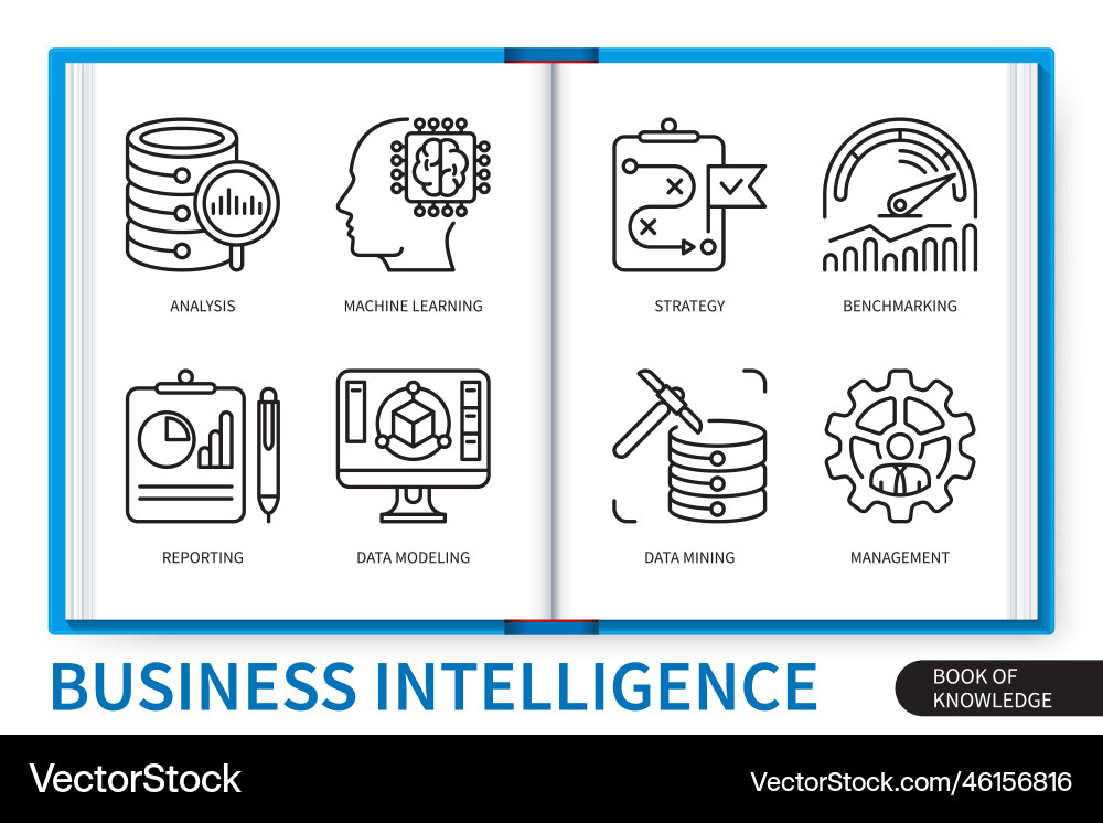 Business intelligence infographics linear Vector Image