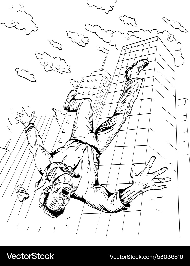 Businessman Falling from Skyscraper Royalty Free Vector