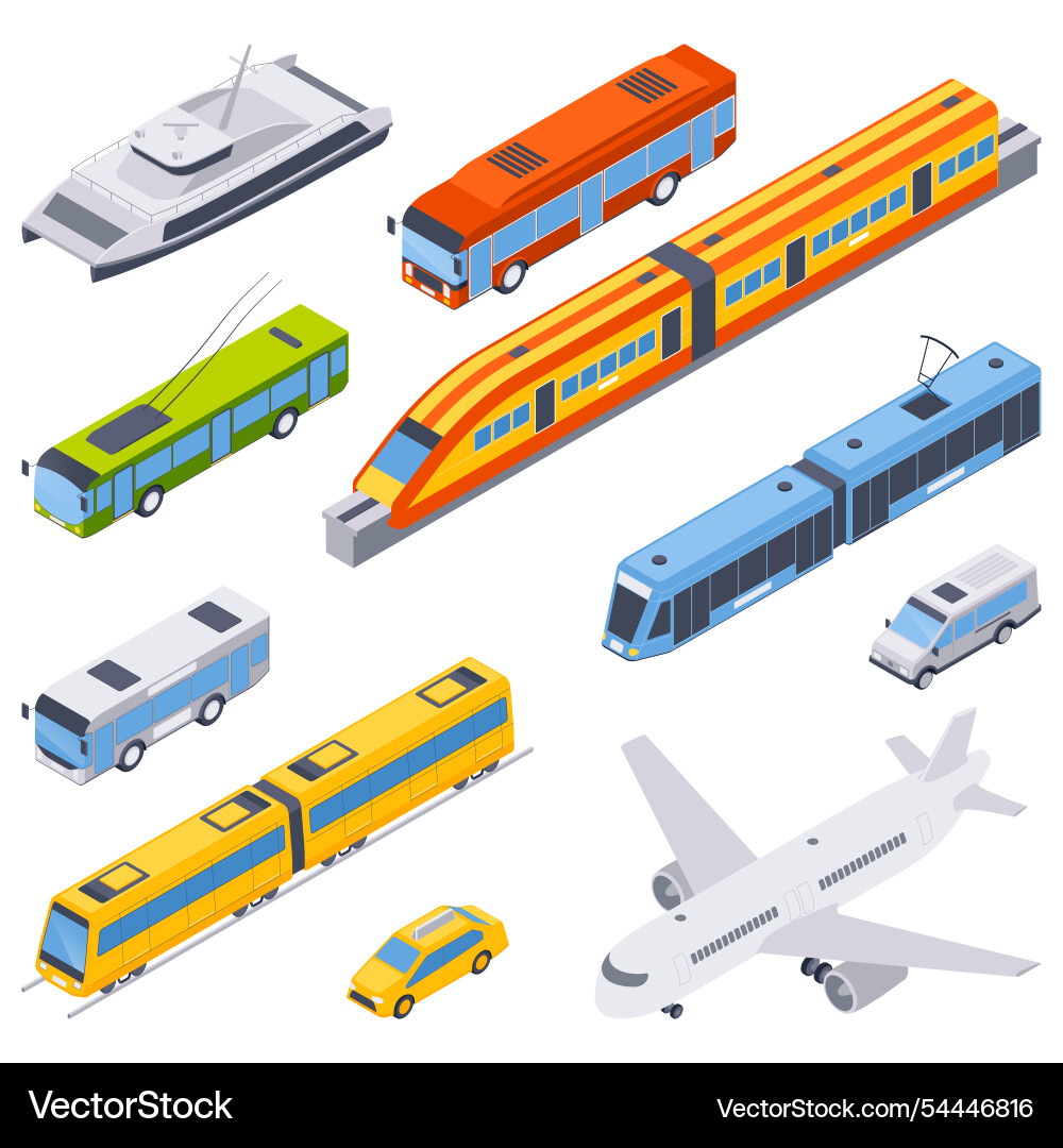 Isometric transportation vehicles Royalty Free Vector Image