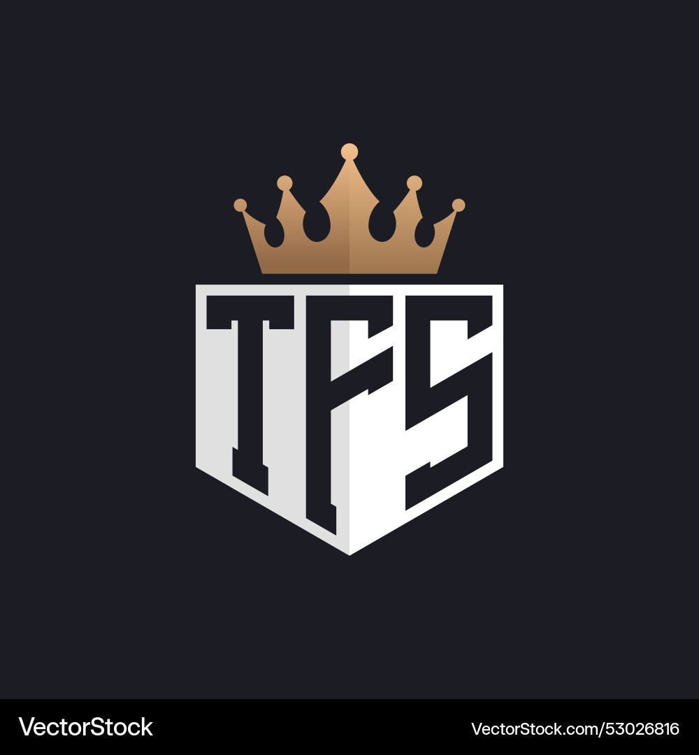 Luxury tfs logo with crown elegant initials Vector Image