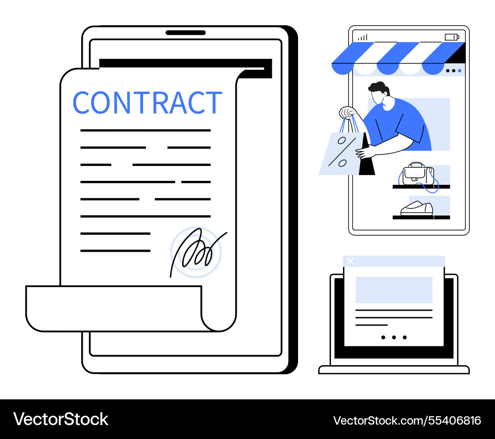 Modern digital contract signing and e-commerce Vector Image