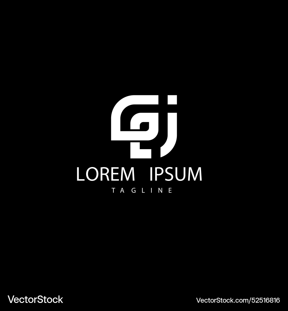 Monogram gj line bold abstract Royalty Free Vector Image