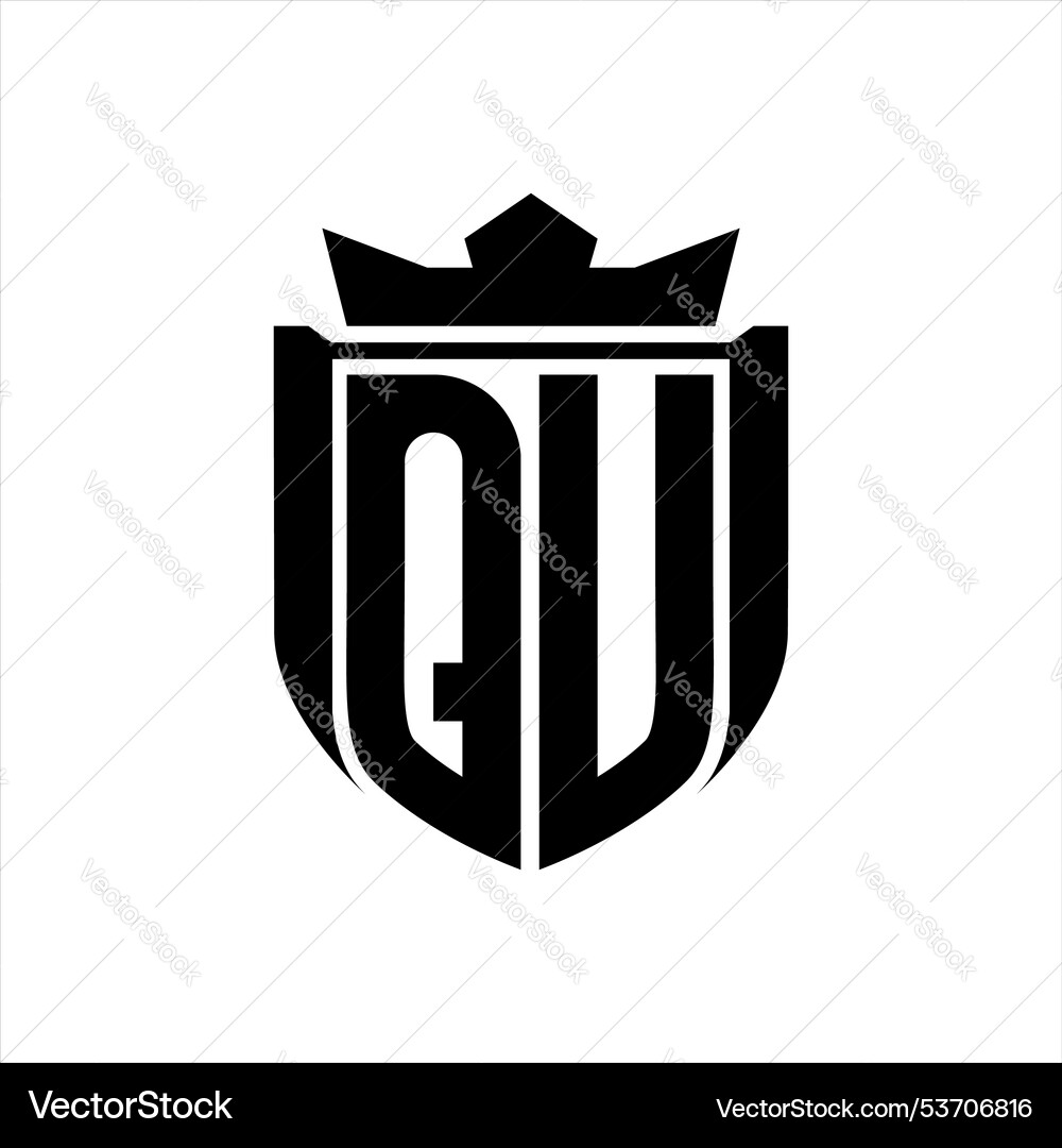 Qu logo with shield shape geeometric crown Vector Image