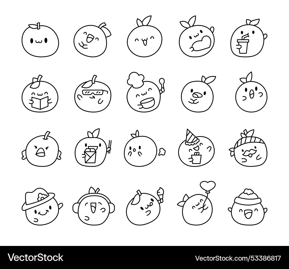 Cute juicy orange coloring page Royalty Free Vector Image