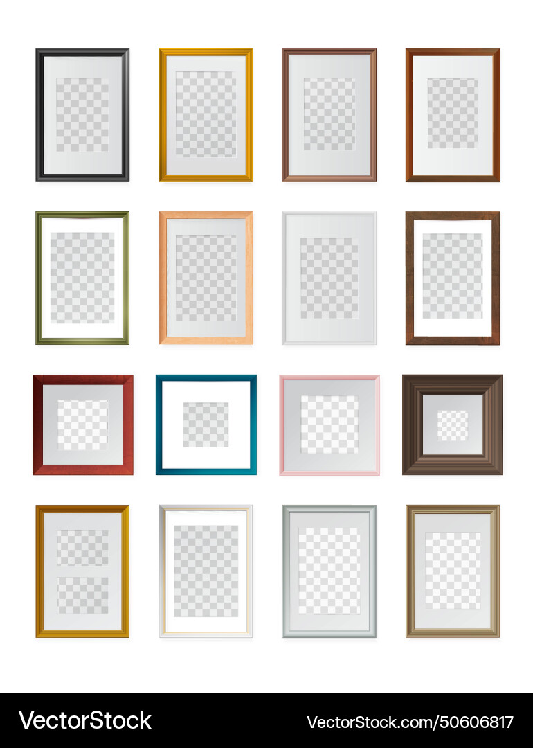 Frames transparent realistic set Royalty Free Vector Image