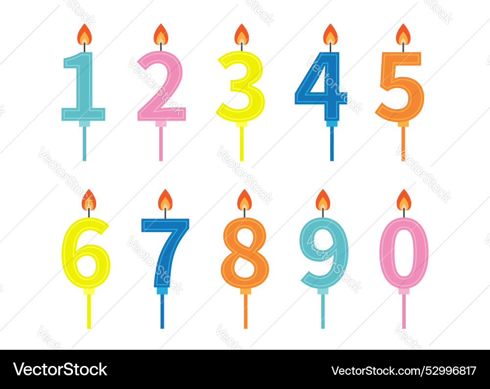 Happy birthday candle number set numbers Vector Image